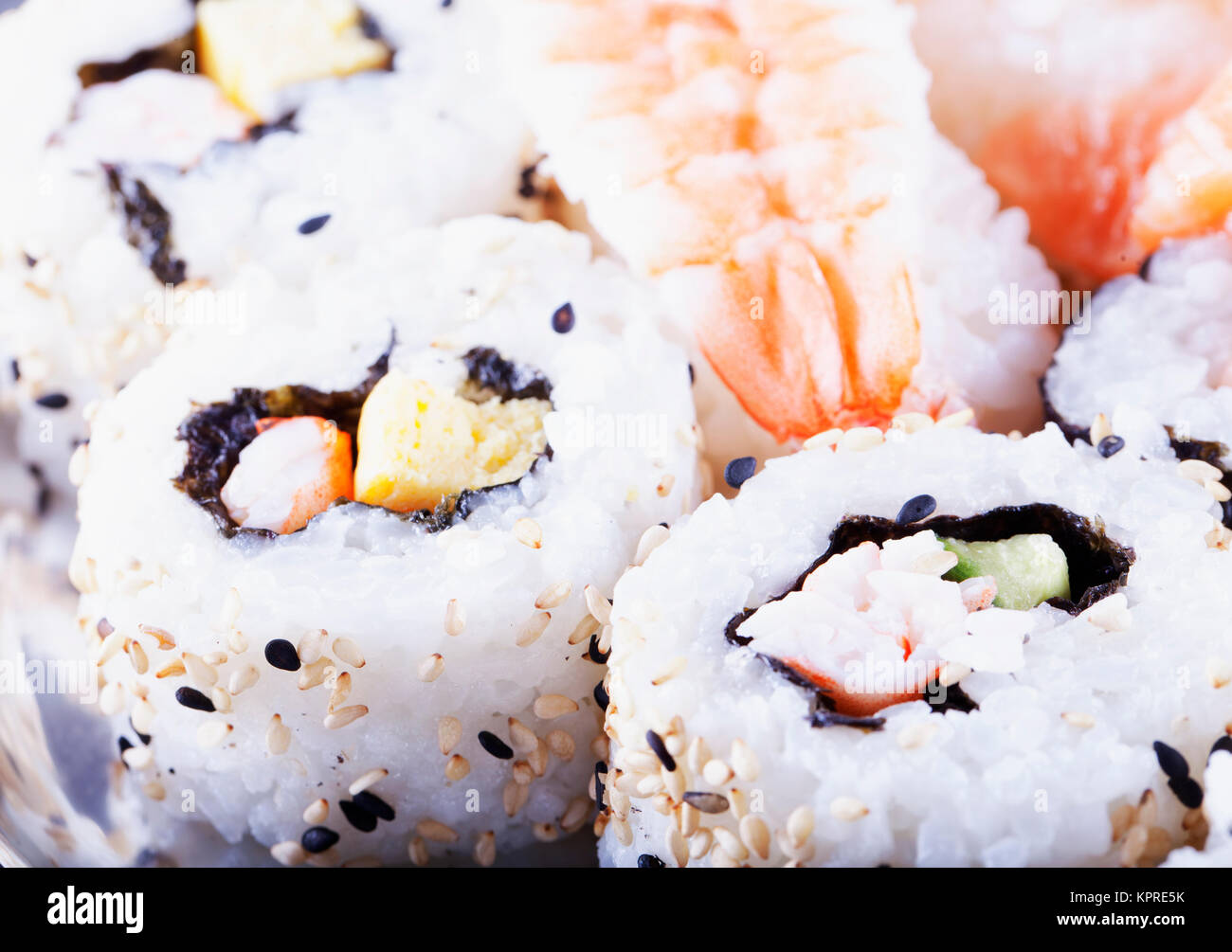 Sushi over plate Stock Photo - Alamy