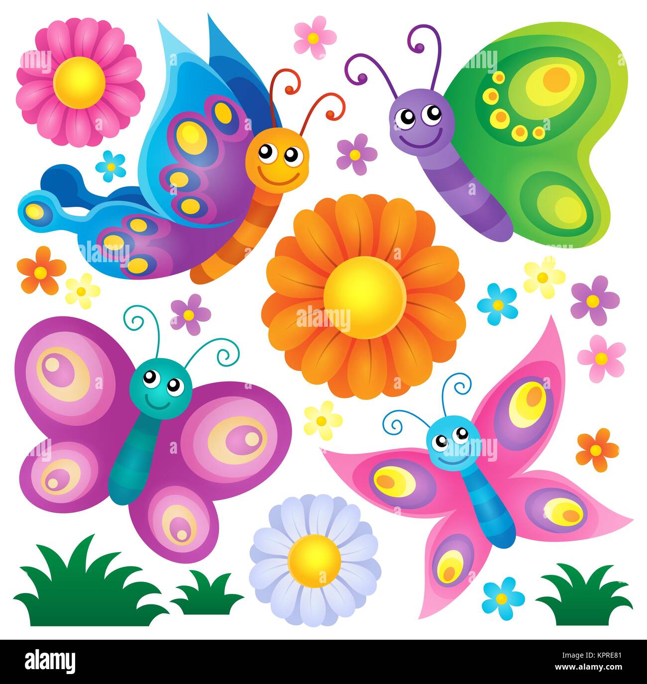 Happy butterflies theme set 2 Stock Photo - Alamy
