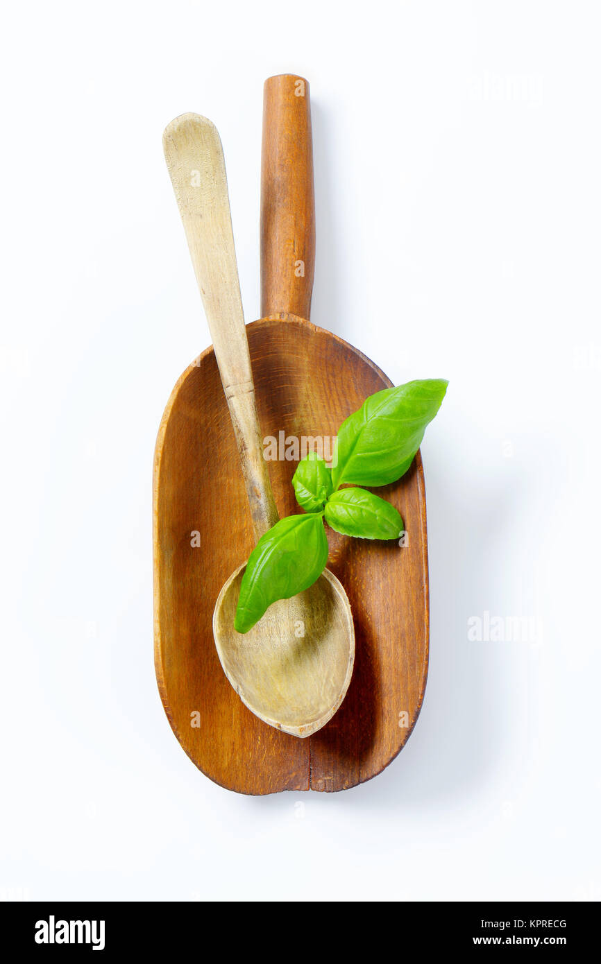 wooden scoop and spoon Stock Photo - Alamy