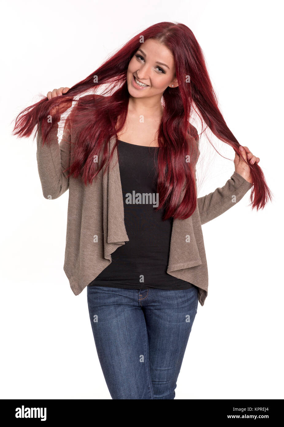 Streaks of red hair hi-res stock photography and images - Alamy