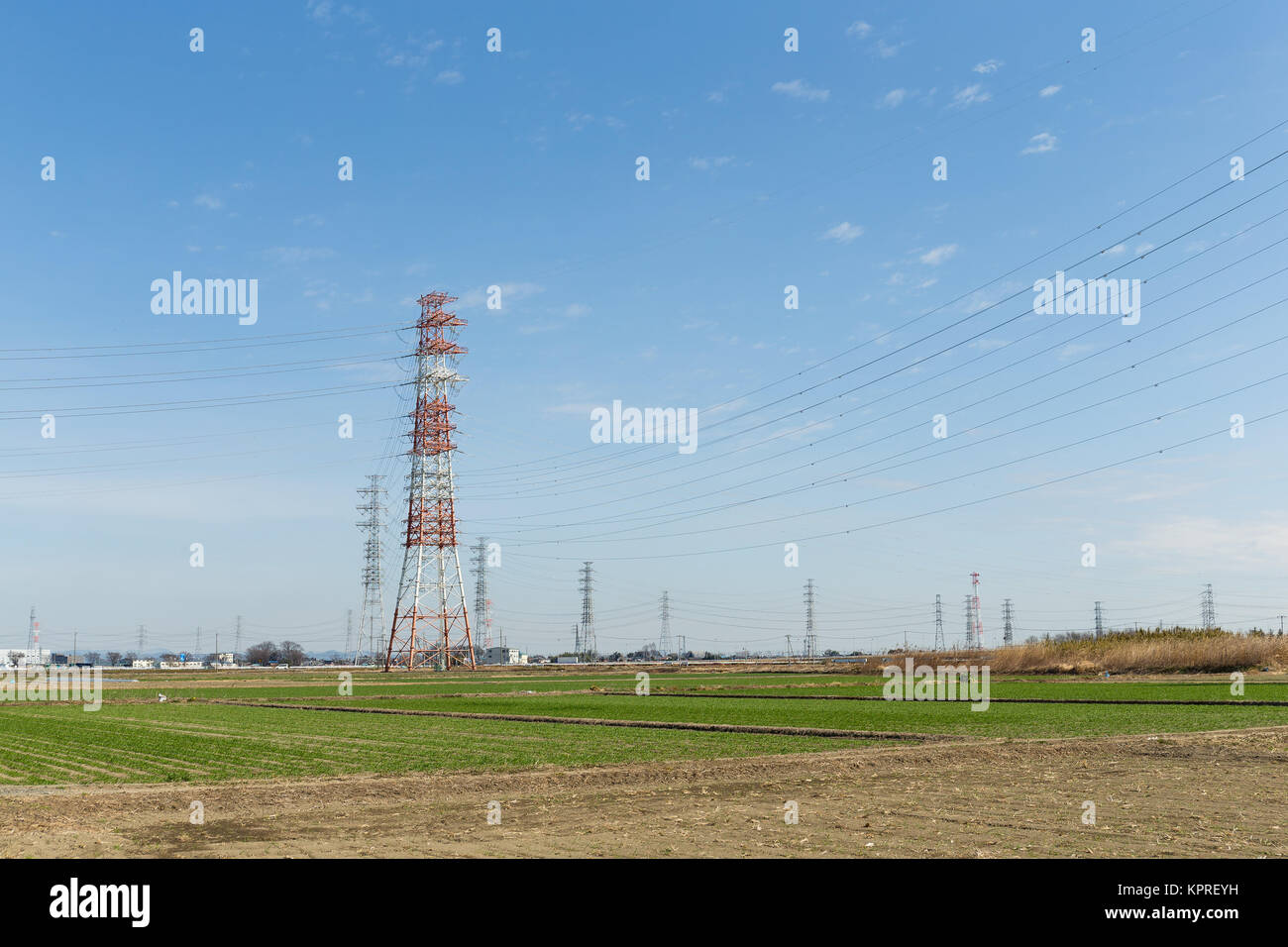 Power distribution tower in countryside Stock Photo - Alamy