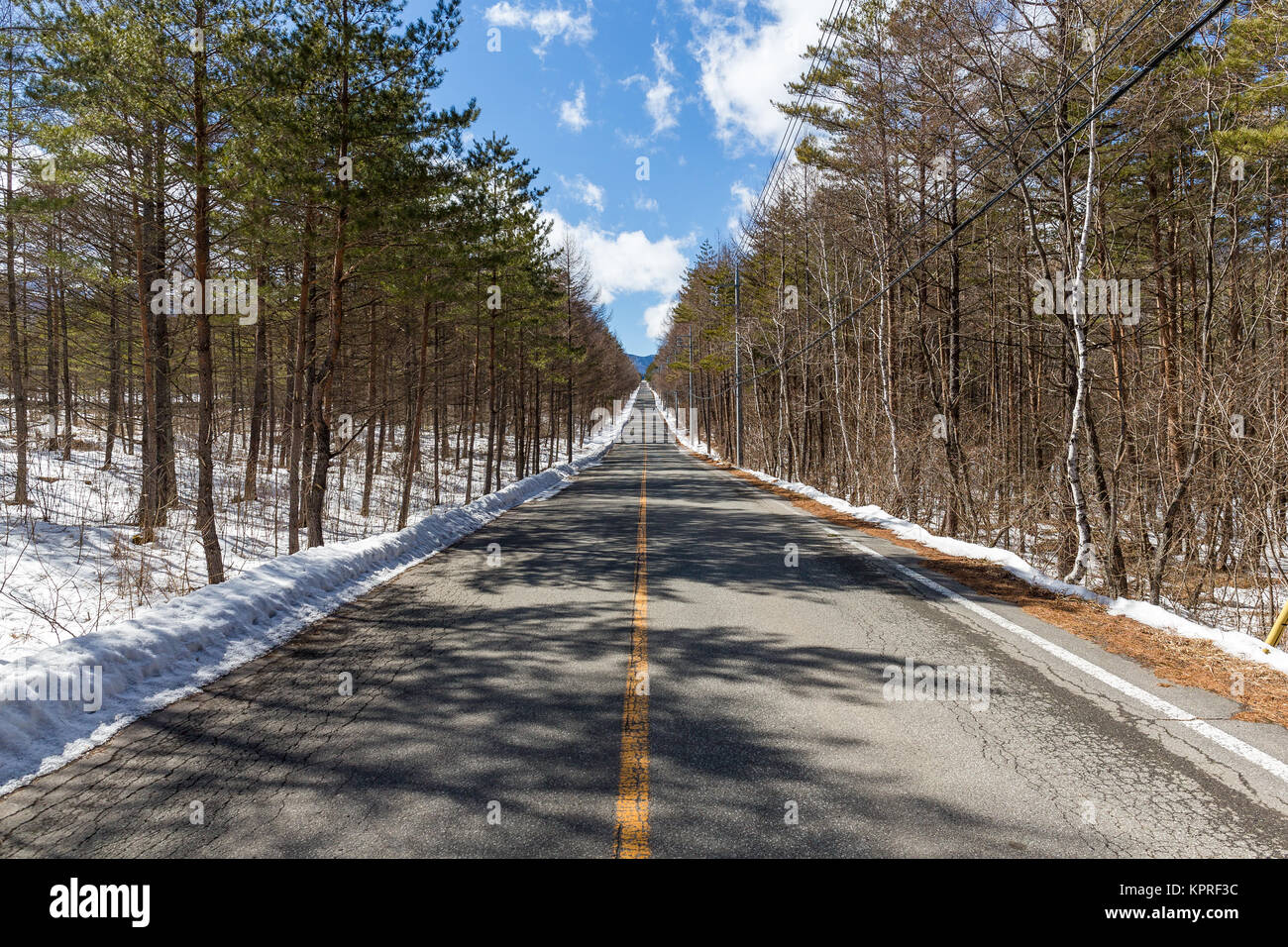 Winter landscape with road Stock Photo - Alamy