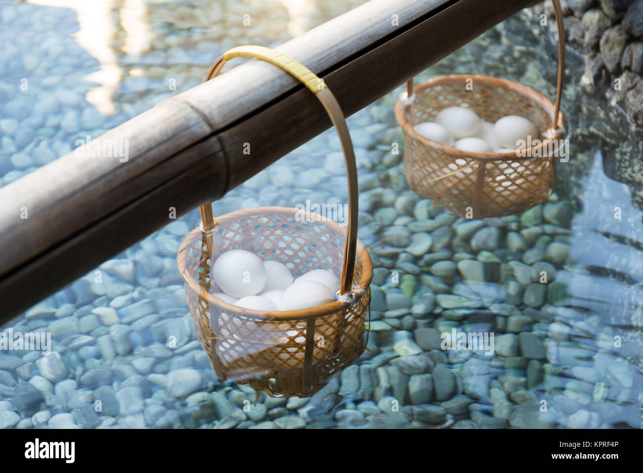 Japanese hot spring steam boil eggs inside basket Stock Photo - Alamy