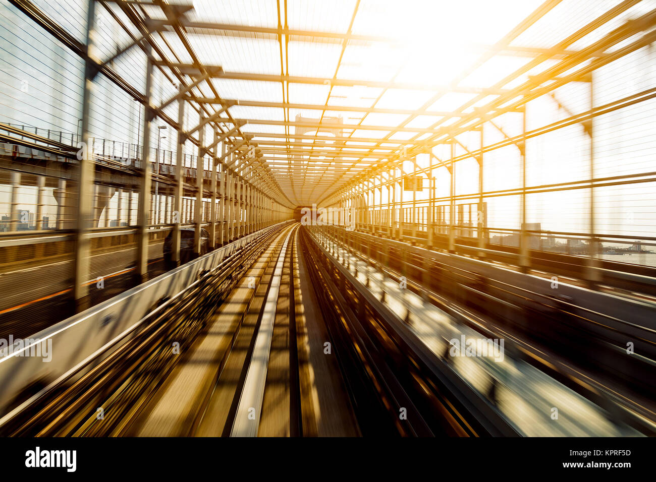 Train moving fast in tunnel Stock Photo - Alamy