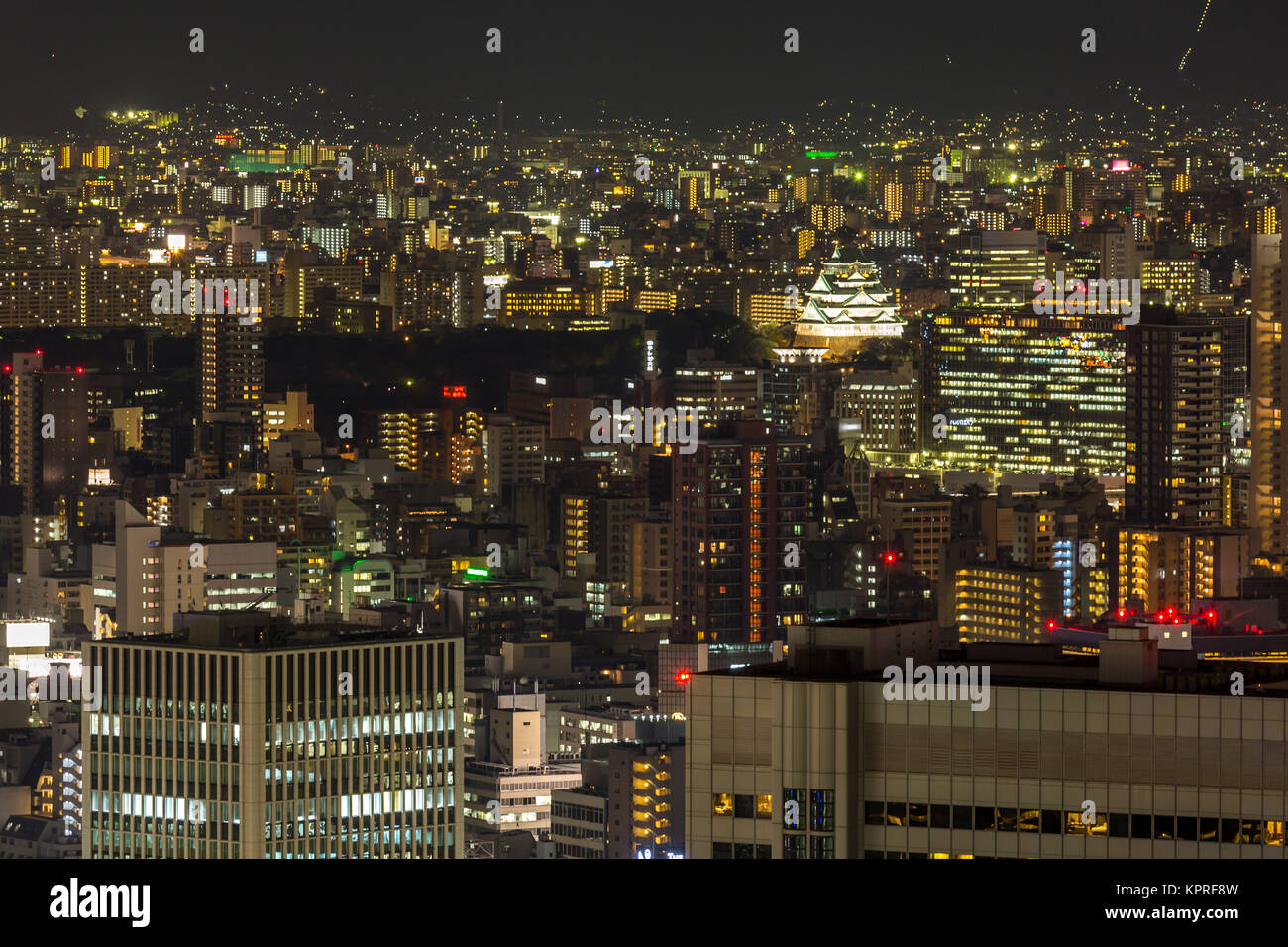 Osaka castle night Stock Photo - Alamy