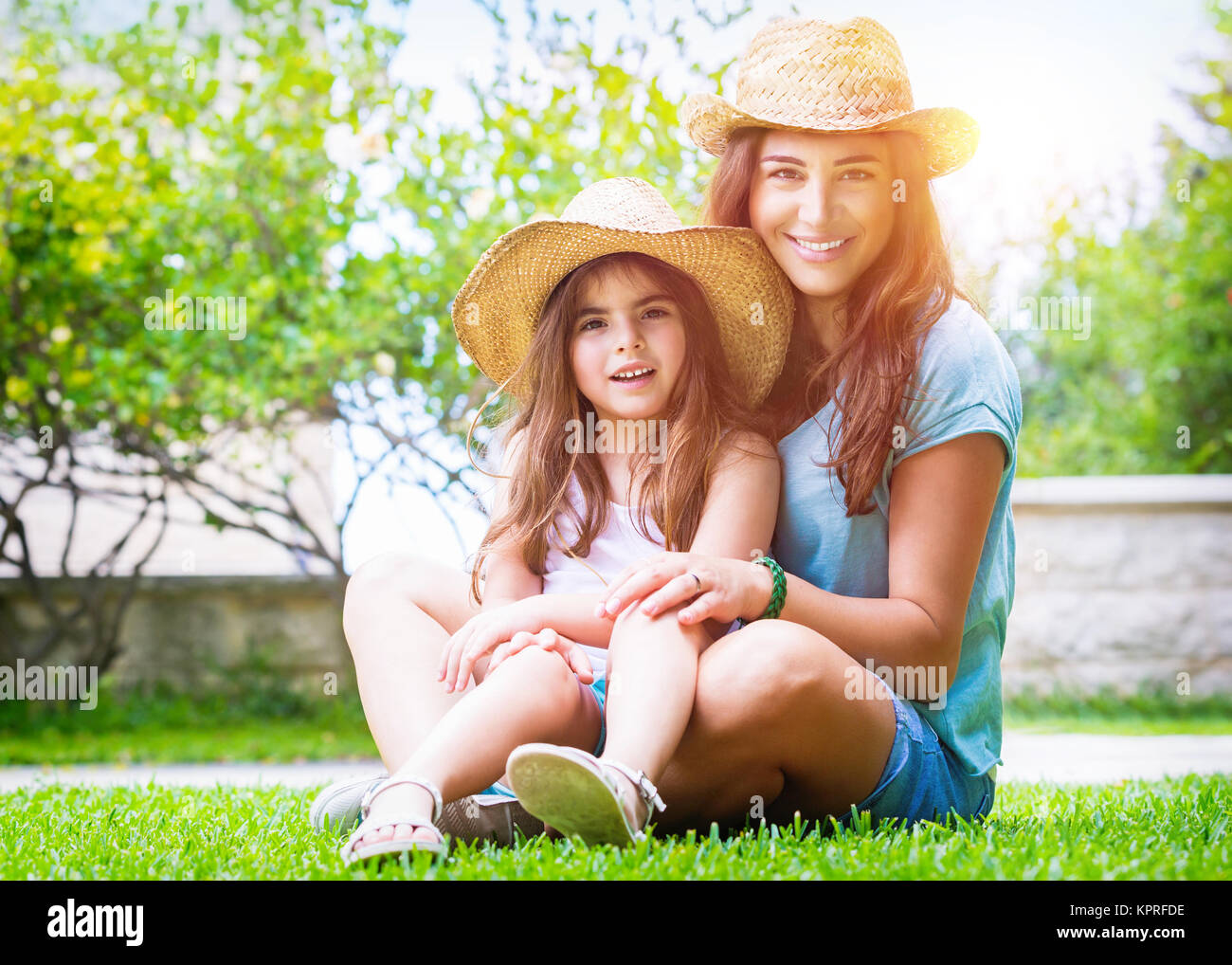 Happy family on a backyard Stock Photo - Alamy