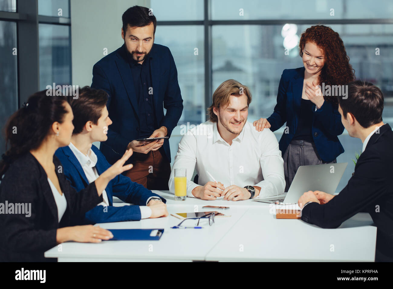 boss leader coaching in office. On job training. Business and Education ...