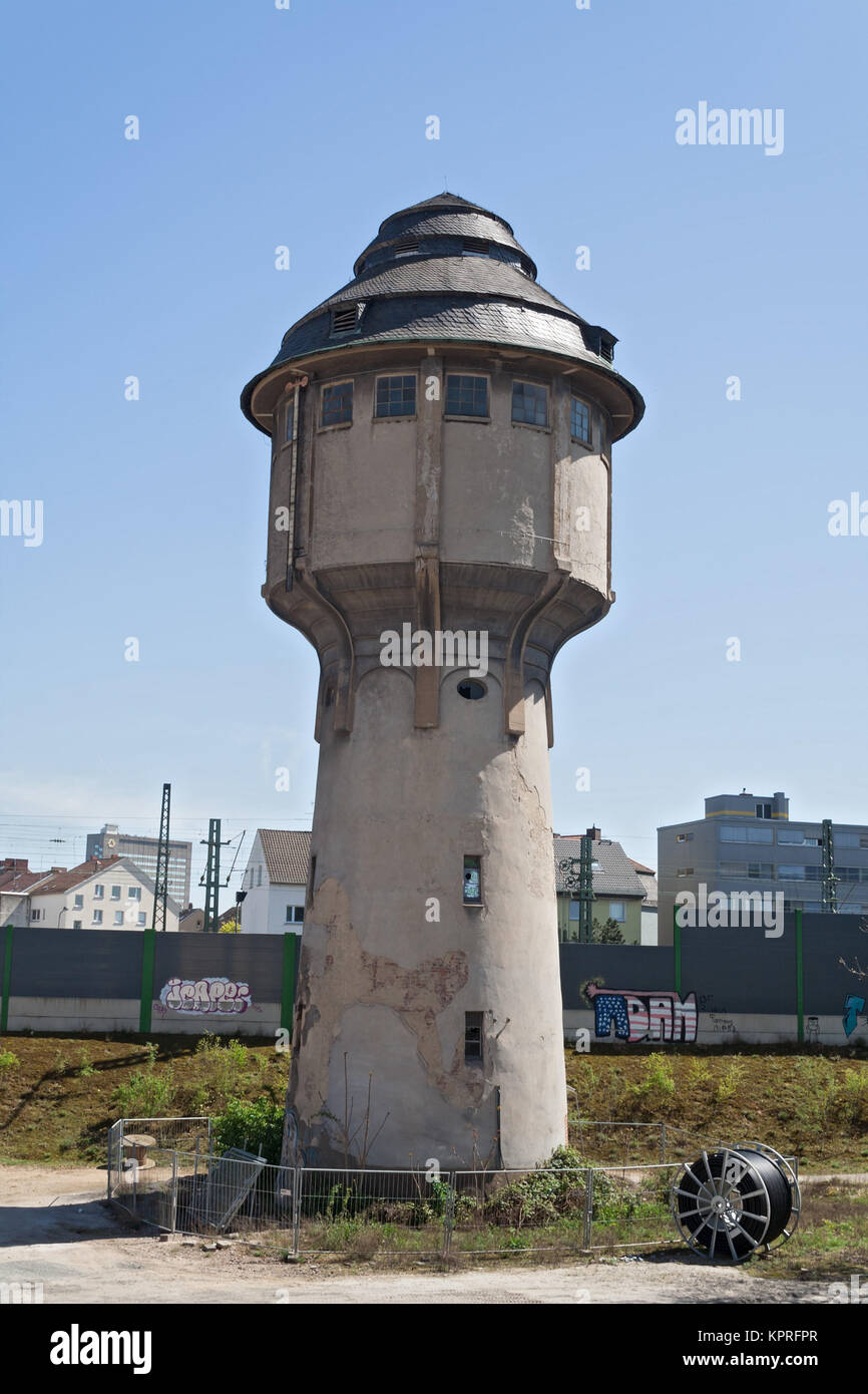 old historic water tower in Frankfurt gallus district, Germany Stock ...
