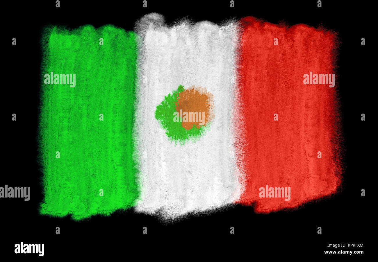 watercolor illustration of the Mexico flag Stock Photo - Alamy