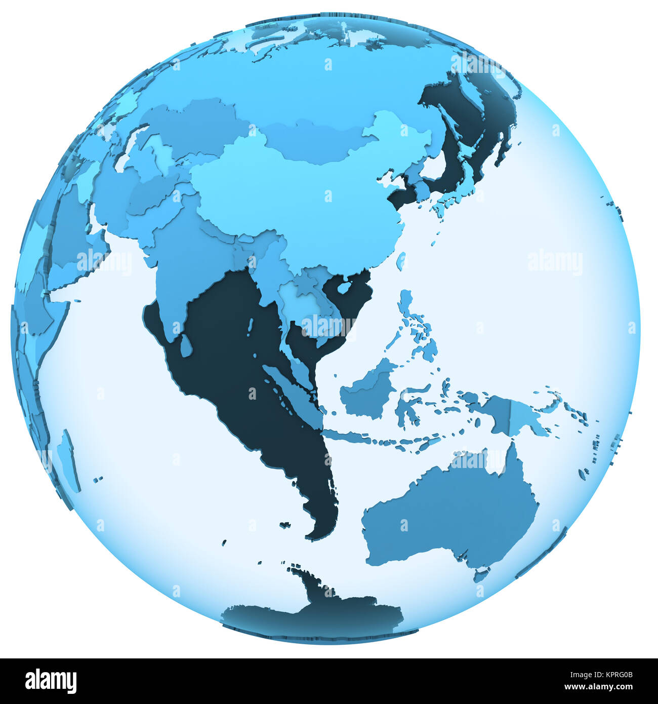 Asia on translucent Earth Stock Photo - Alamy