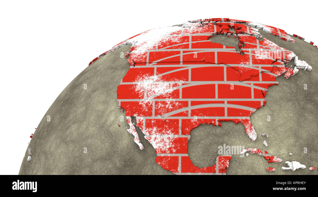 North America on brick wall Earth Stock Photo - Alamy