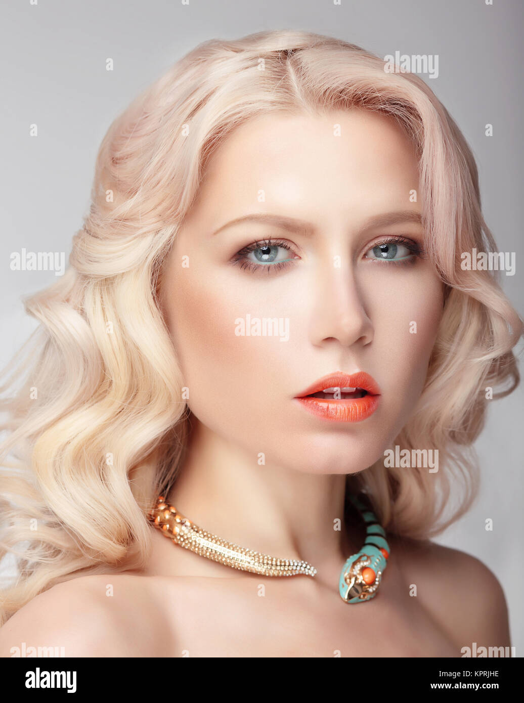 Blonde with big blue eyes Stock Photo - Alamy
