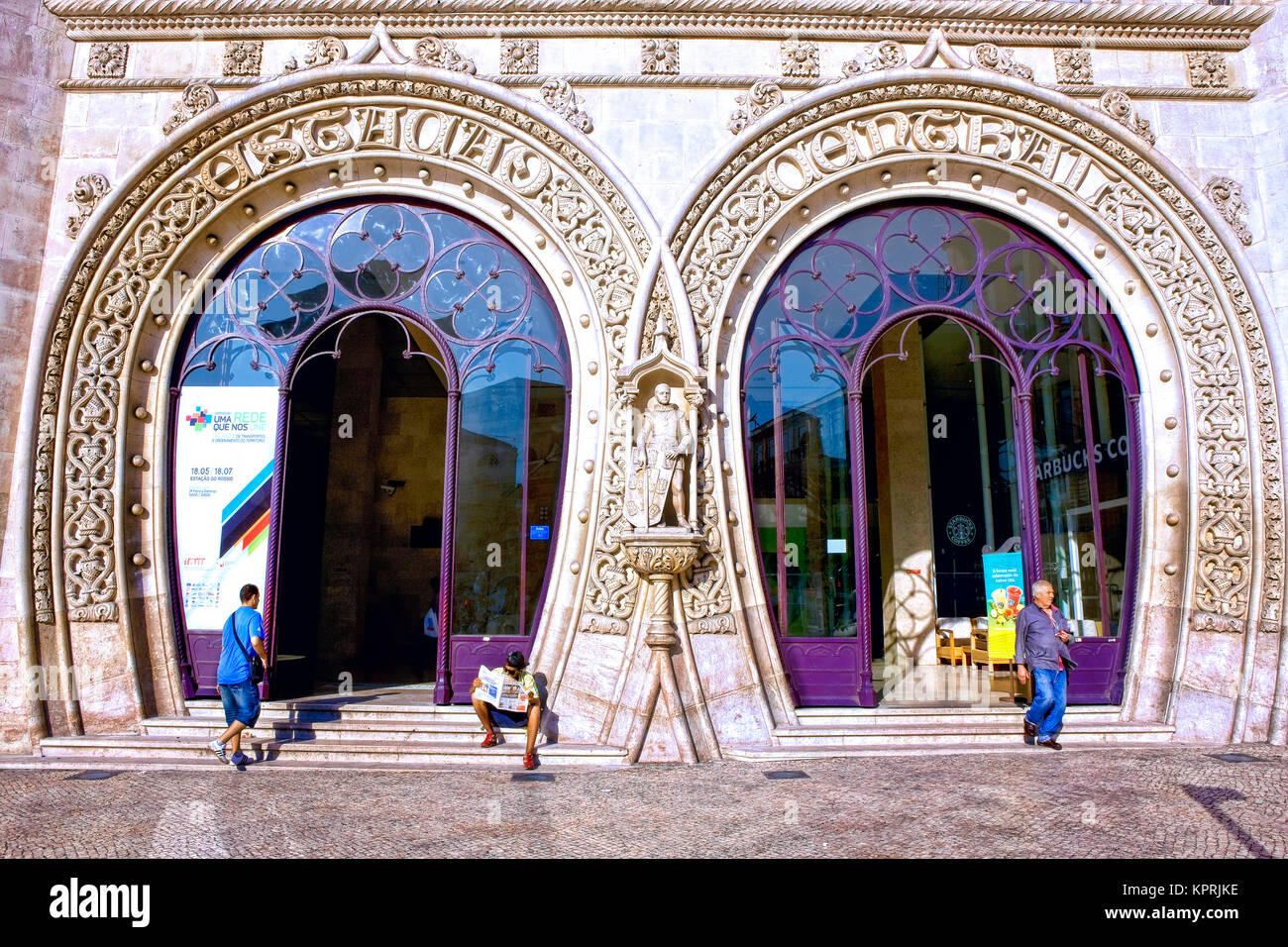 Entrance to Rossio Railway Station, Lisbon Stock Photo - Alamy