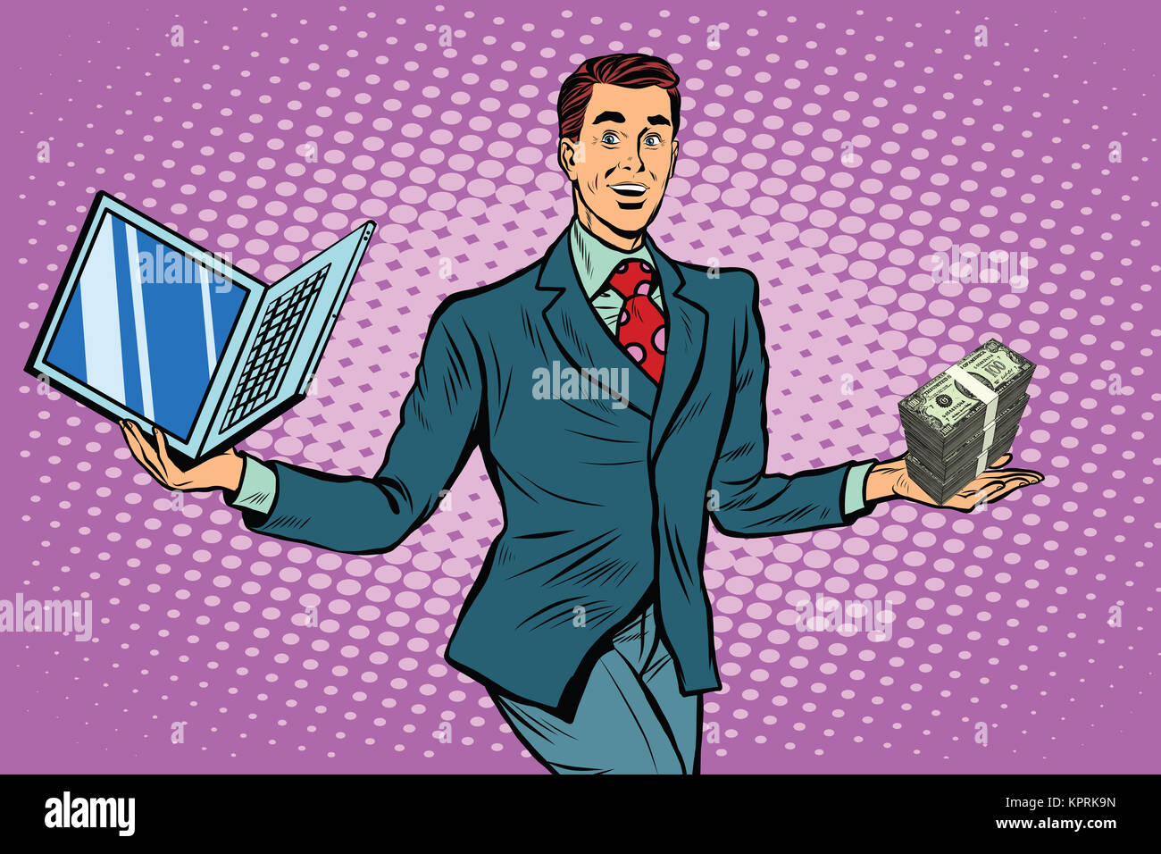 Businessman selling laptops Stock Photo - Alamy