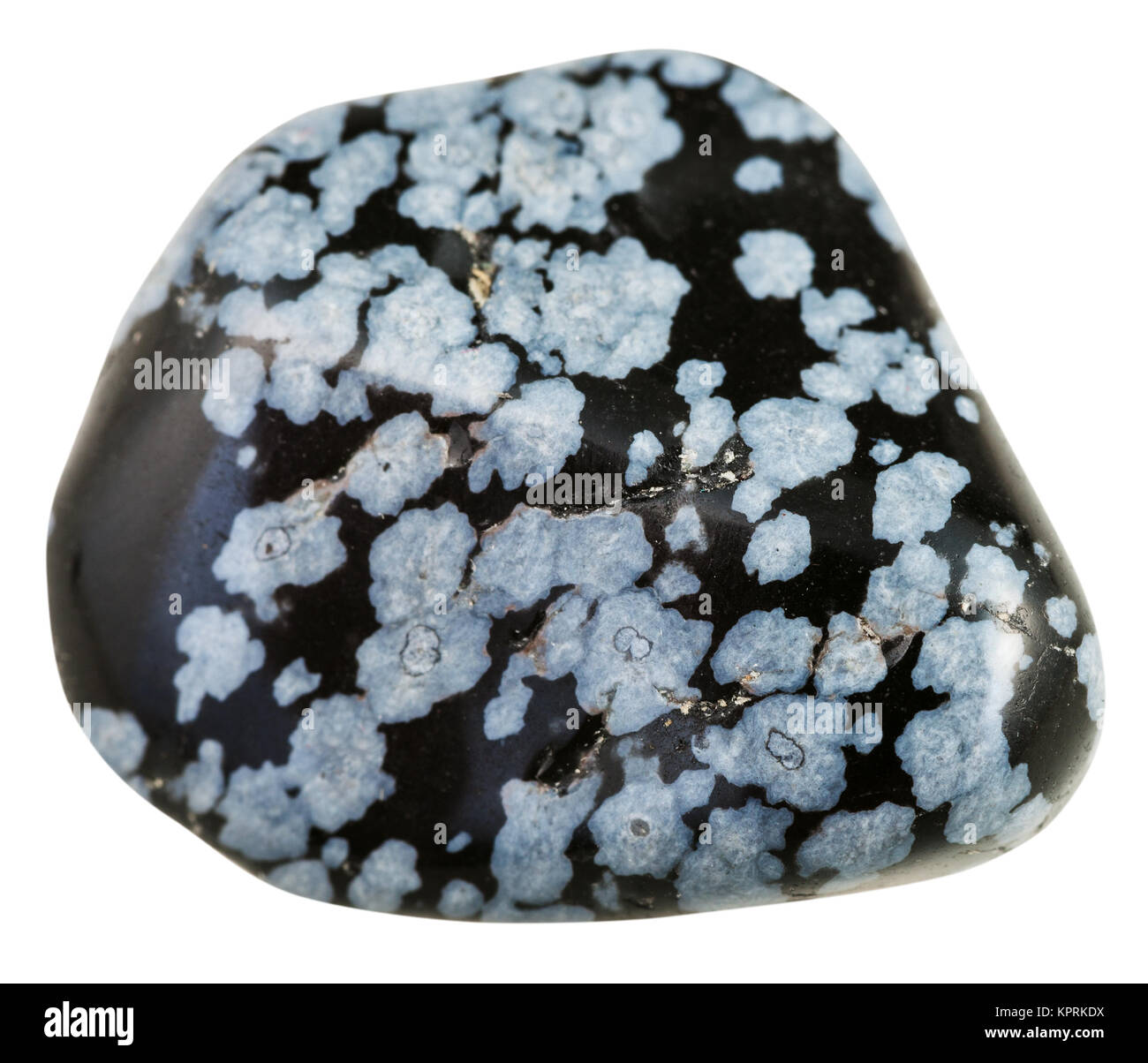 polished Gray snowflake obsidian gemstone isolated Stock Photo - Alamy