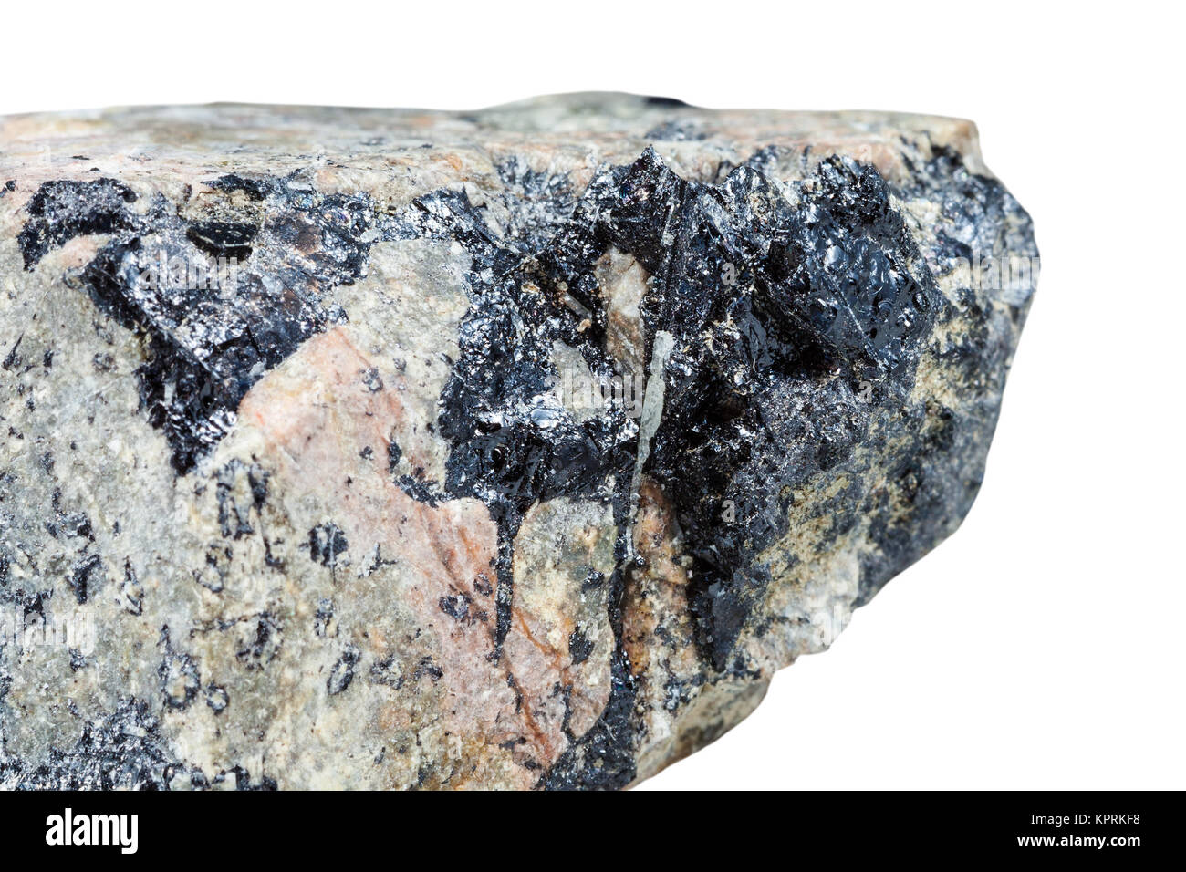 black Ilmenite ore in Nepheline (nephelite) stone Stock Photo - Alamy
