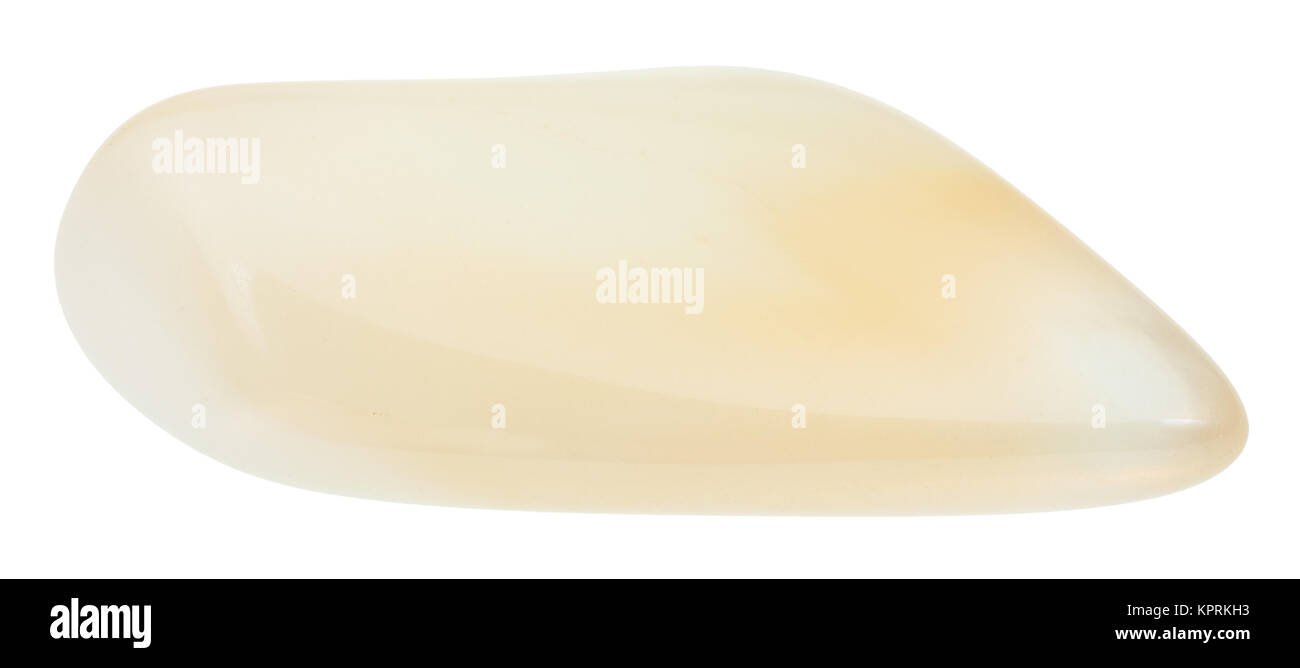 pebble of yellow Moonstone gemstone isolated Stock Photo - Alamy