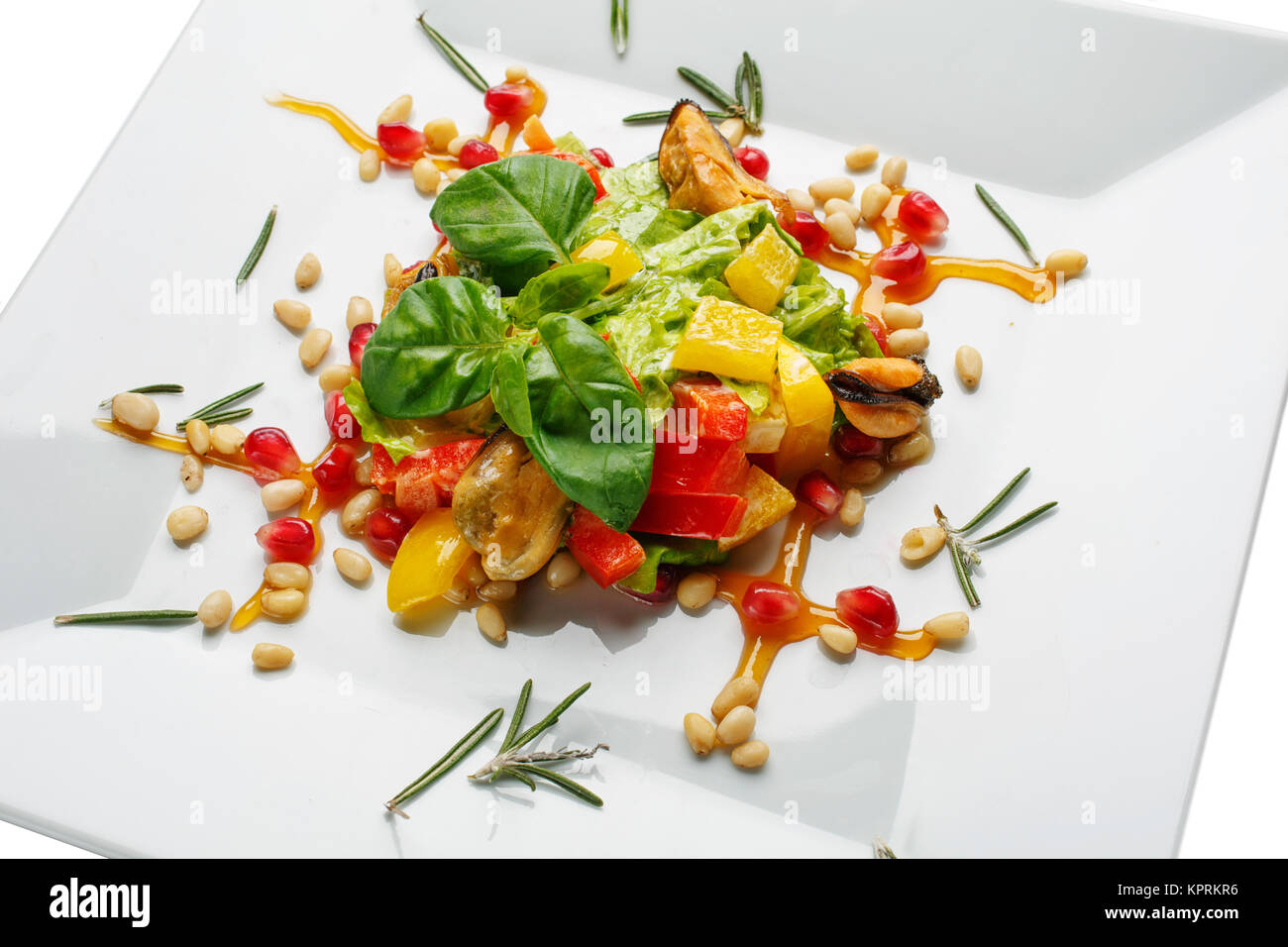 appetizing restaurant food on white background Stock Photo - Alamy