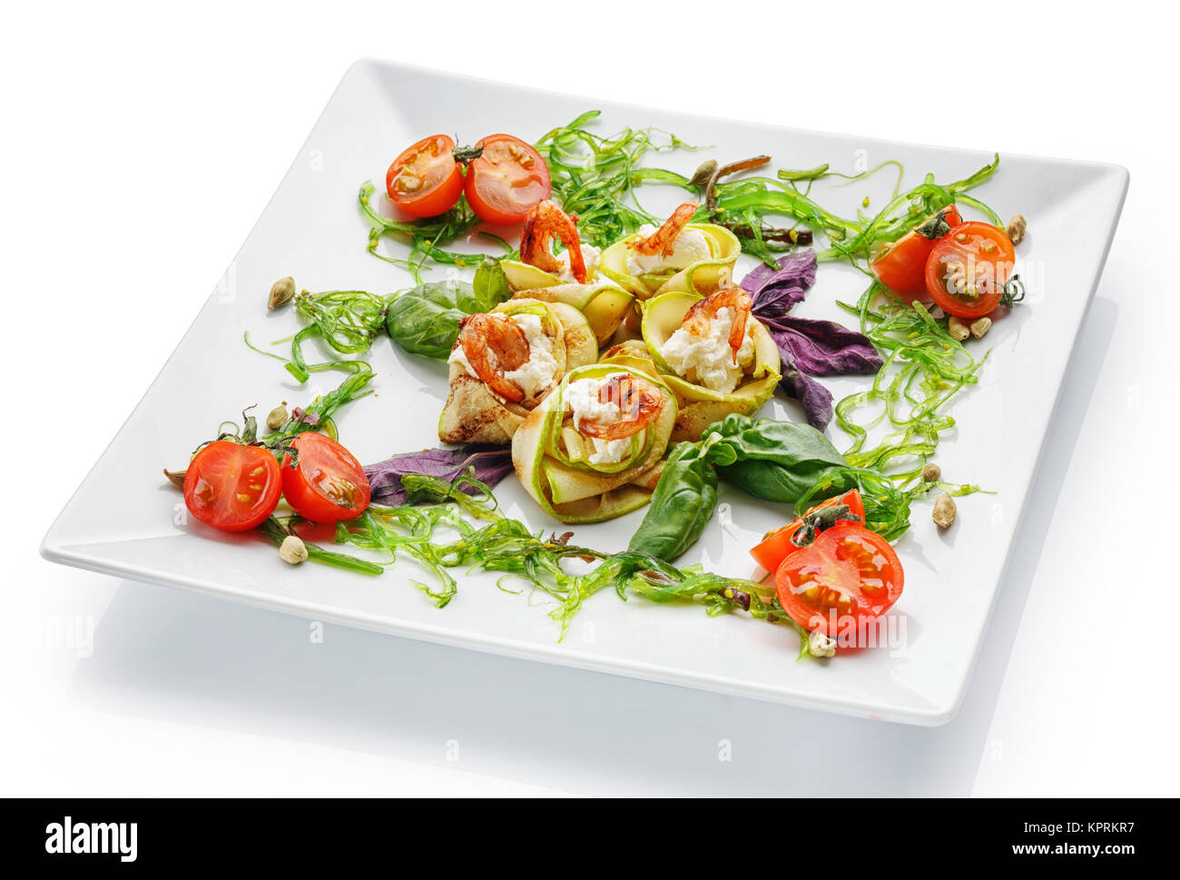 appetizing restaurant food on white background Stock Photo - Alamy