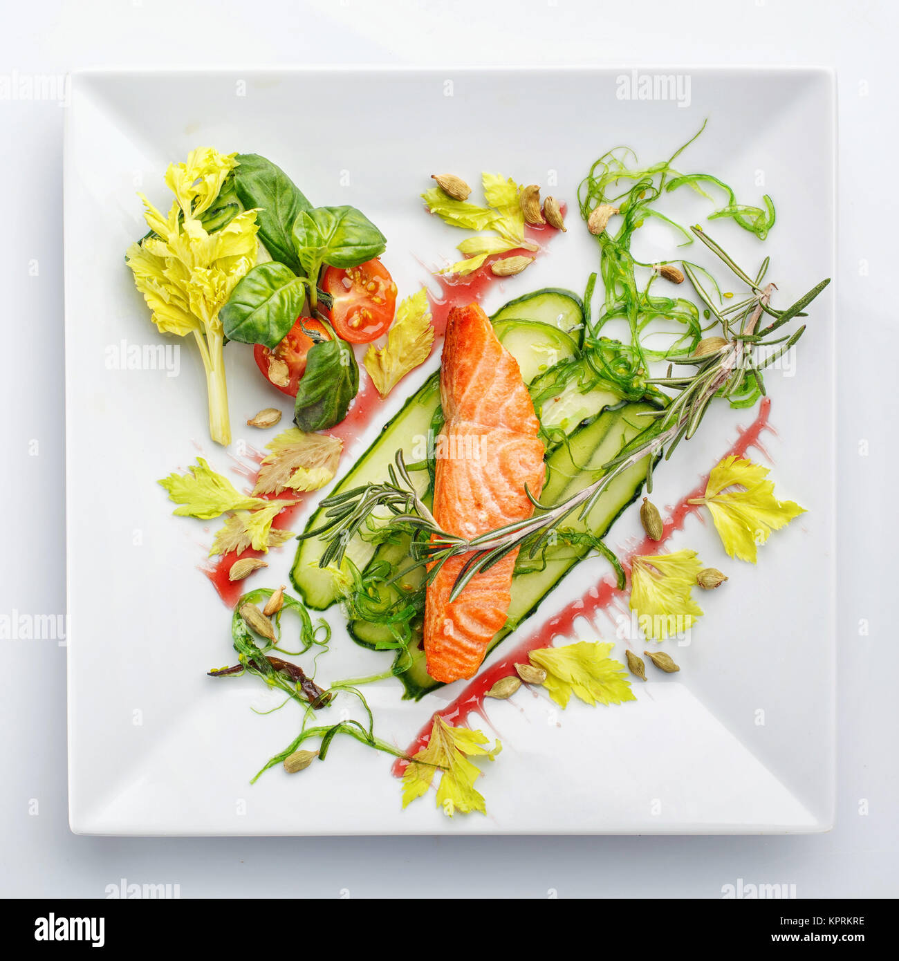 appetizing restaurant food on white background Stock Photo - Alamy