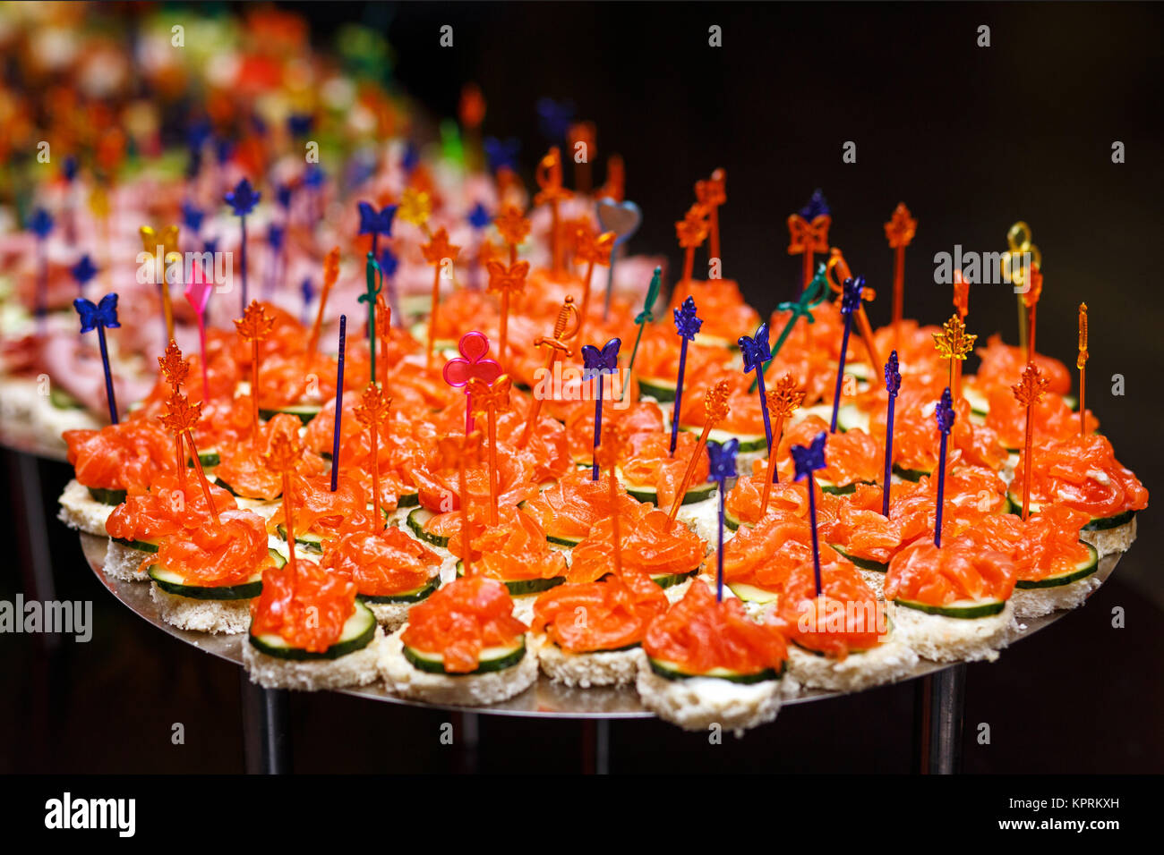 catering services background with snacks and food in restaurant Stock ...