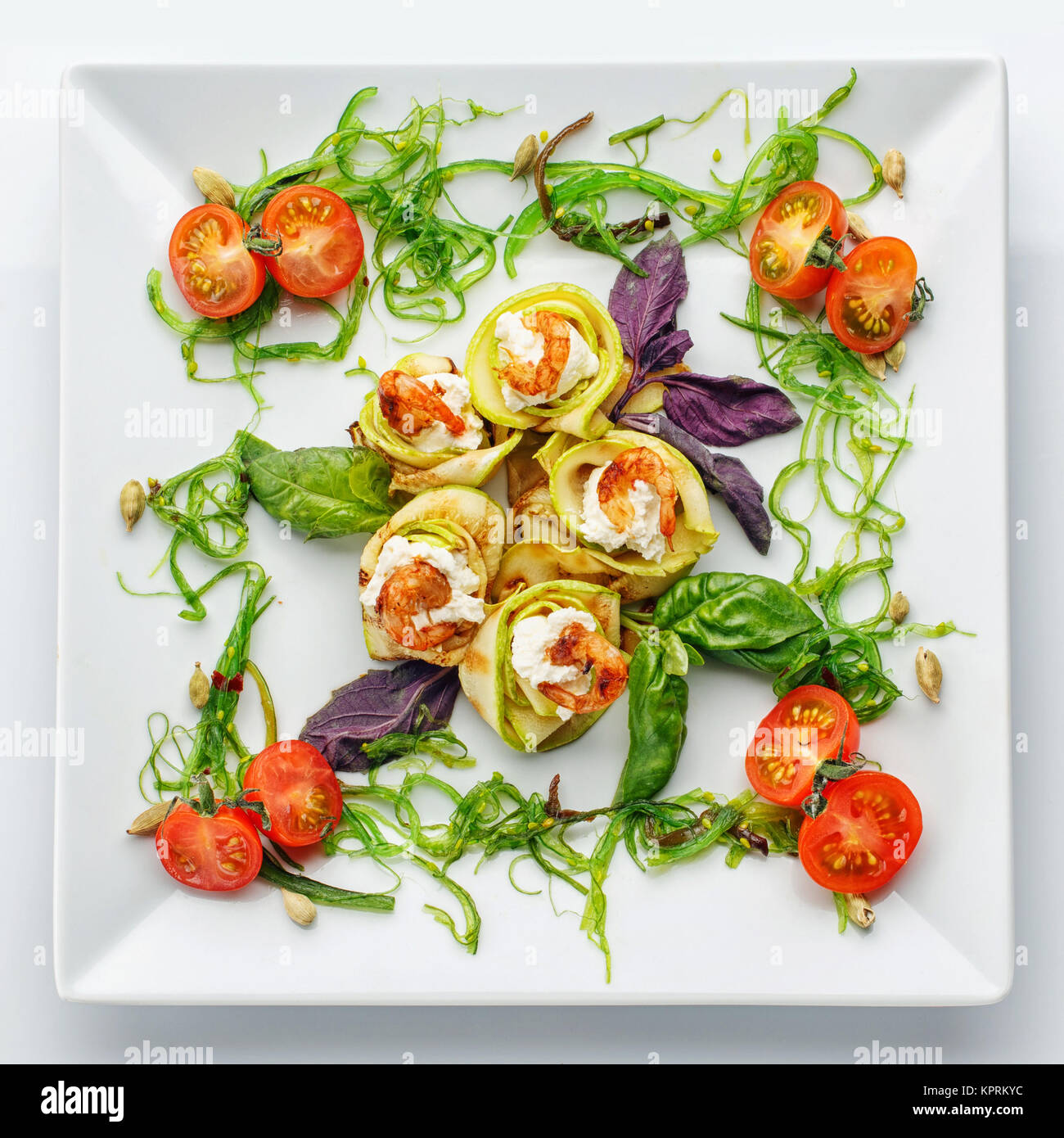 appetizing restaurant food on white background Stock Photo - Alamy