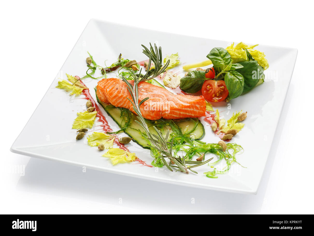 appetizing restaurant food on white background Stock Photo - Alamy