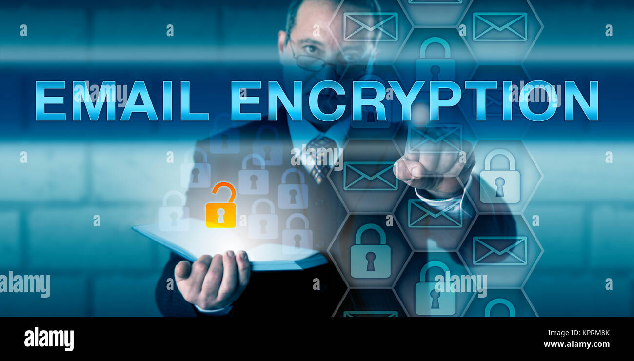 Security Director Pushing EMAIL ENCRYPTION Stock Photo - Alamy
