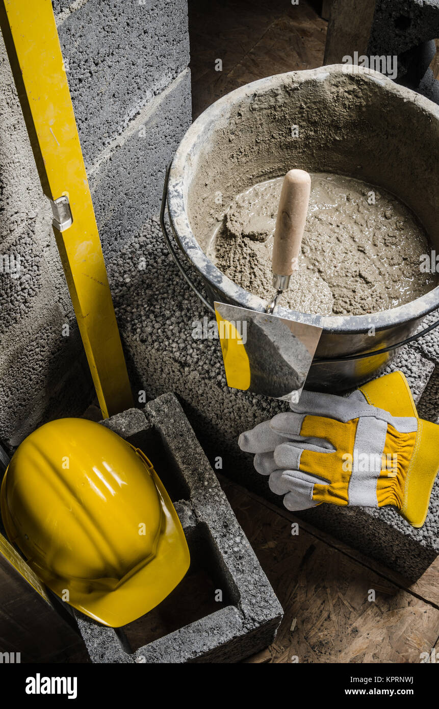 Tools of the mason, close-up Stock Photo - Alamy