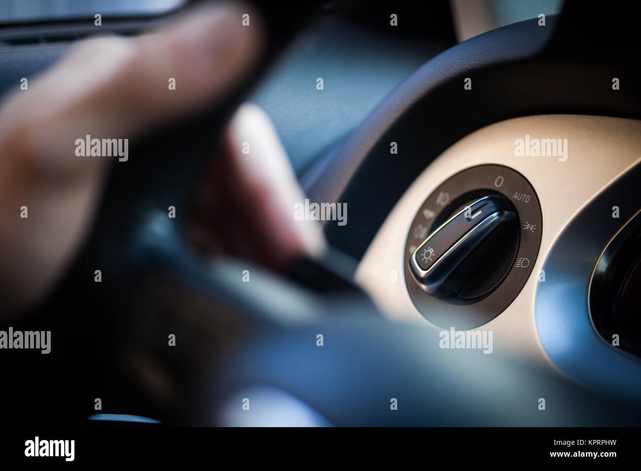 Headlights button in a car Stock Photo - Alamy