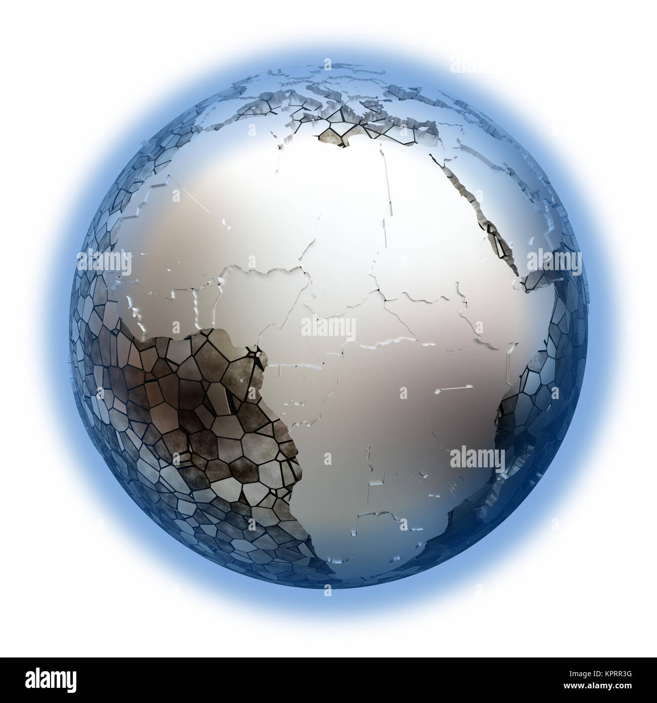 Africa on metallic Earth Stock Photo - Alamy