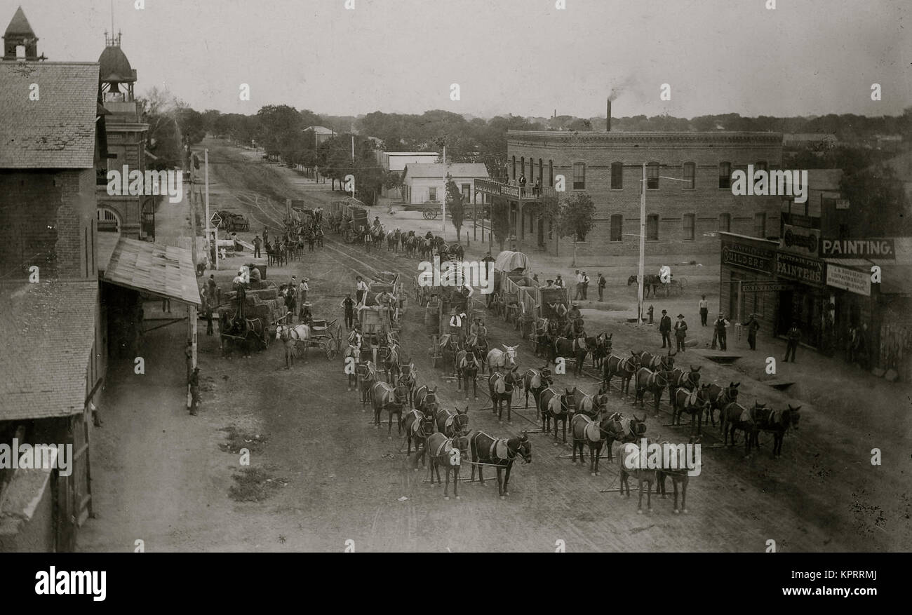 Five Heavy Hauling Wagons With Donkeys Pulling Them, Some Signs On The ...