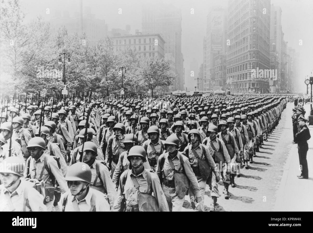 Army marches preparing to leave for European Theatre Stock Photo - Alamy