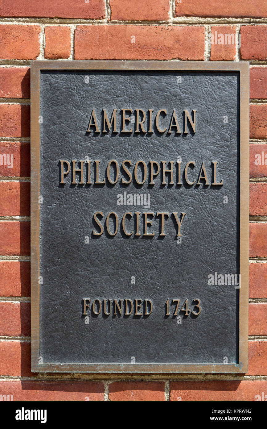 "American Philosophical Society" sign in Philadelphia, Pennsylvania ...