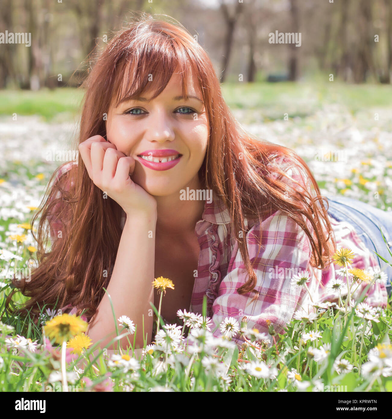 Happy Beautiful Spring Young Woman Stock Photo - Alamy
