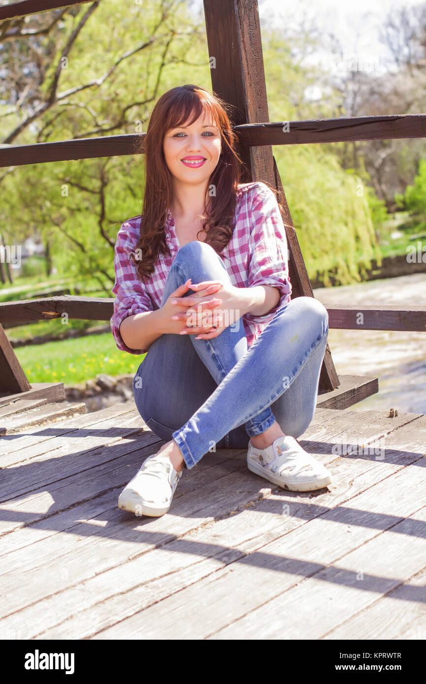 Happy Young Spring Woman Stock Photo - Alamy