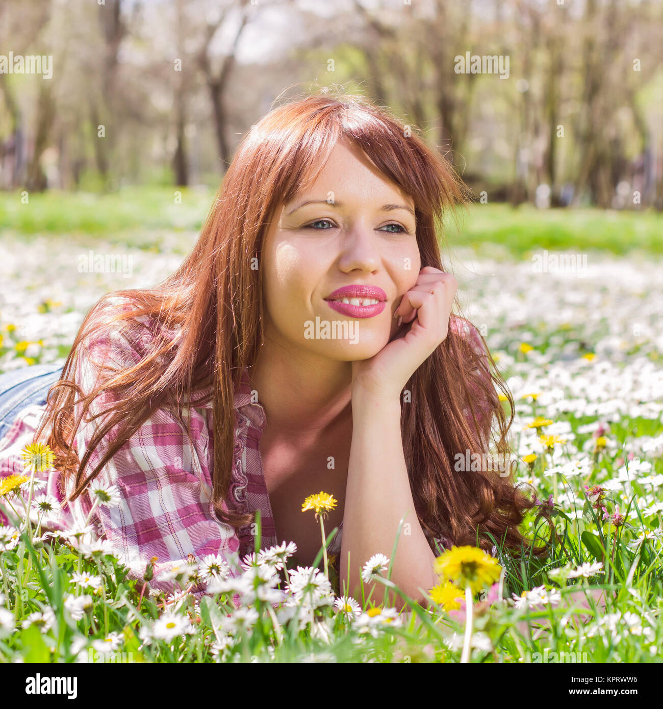Happy Beautiful Spring Young Woman Stock Photo - Alamy