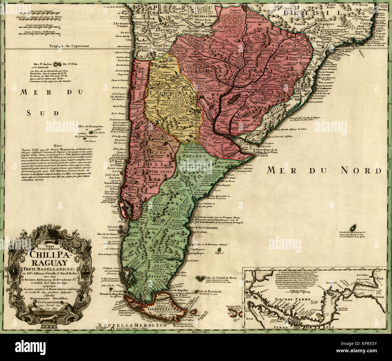 The Southern Countries of South America - 1733 Stock Photo - Alamy
