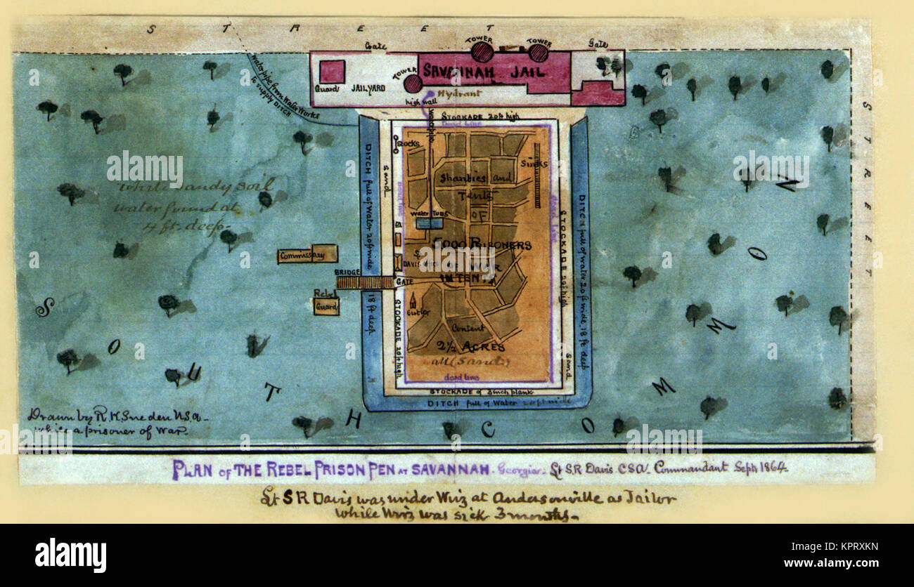 Plan of Andersonville Prison, Georgia. Aug. 1864 Stock Photo - Alamy