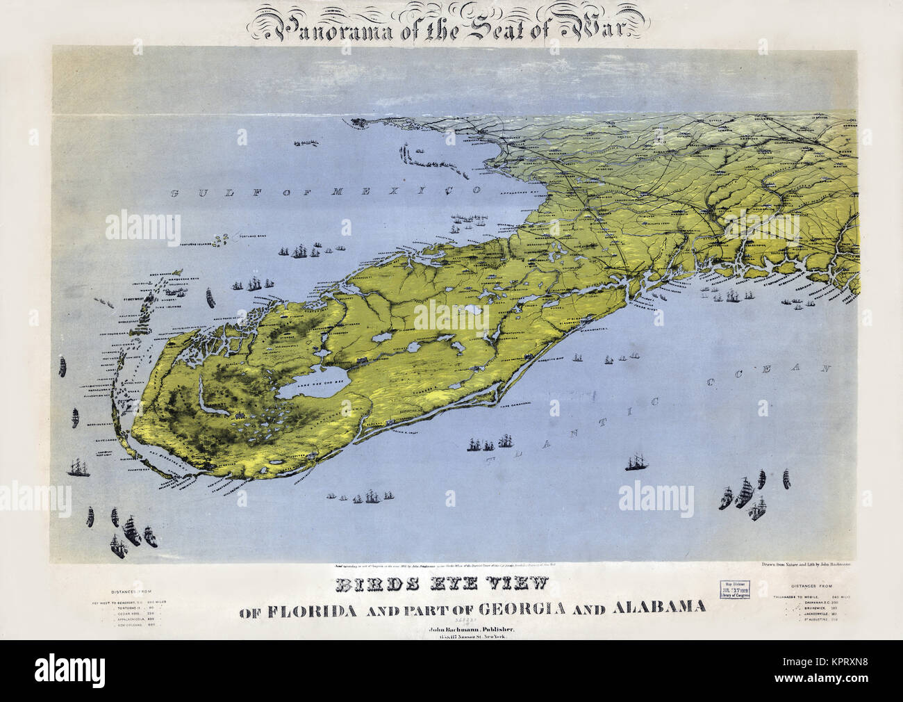 Birds eye view of Florida and part of Georgia and Alabama Drawn from ...