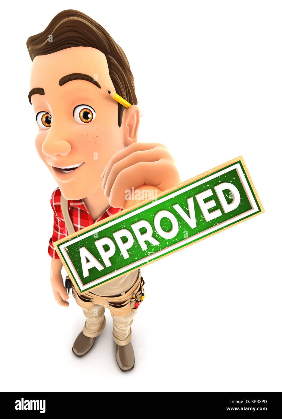 3d handyman approved stamp, illustration with isolated white background ...