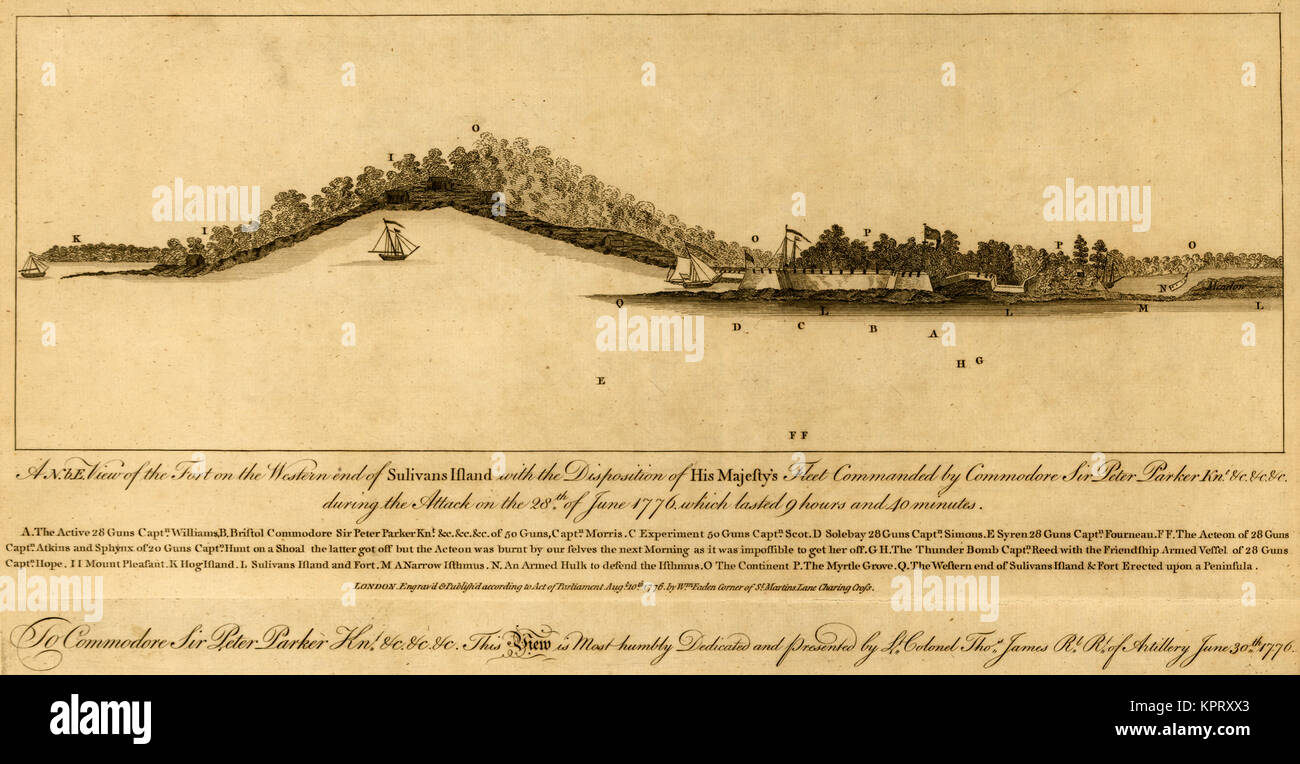 View of Fort on Sullivan's Island, 28 June 1776 Stock Photo - Alamy