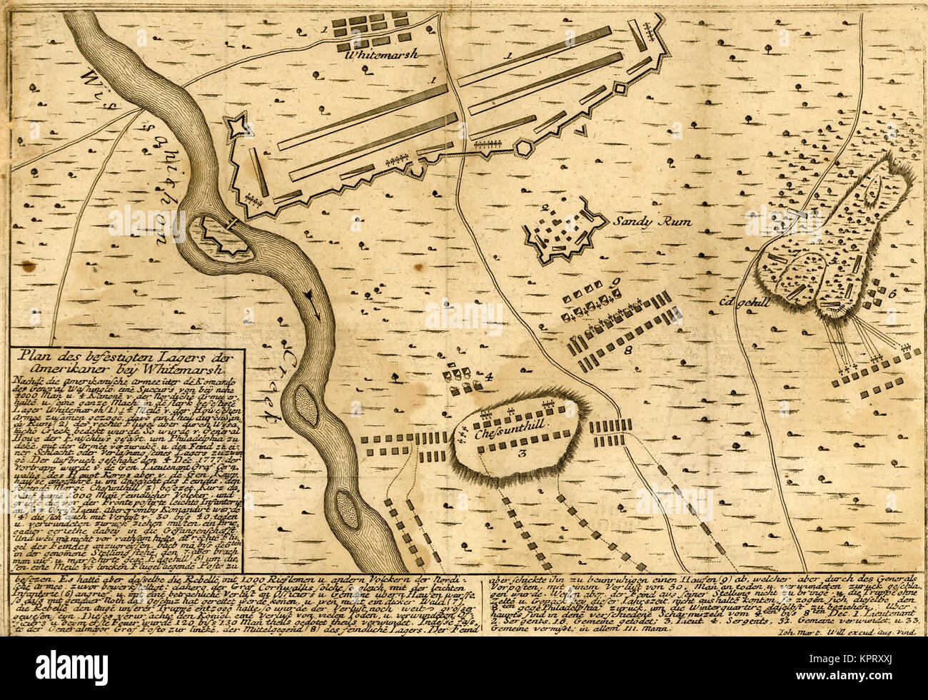 Plan of the fortified camp of the Americans in Whitemarsh Stock Photo ...