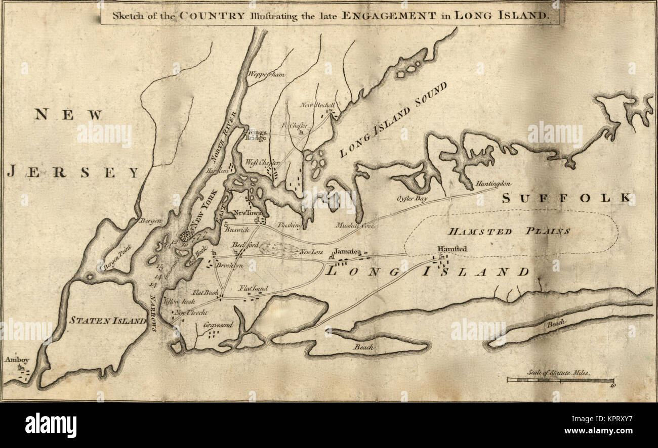 Battle of long island map hi-res stock photography and images - Alamy