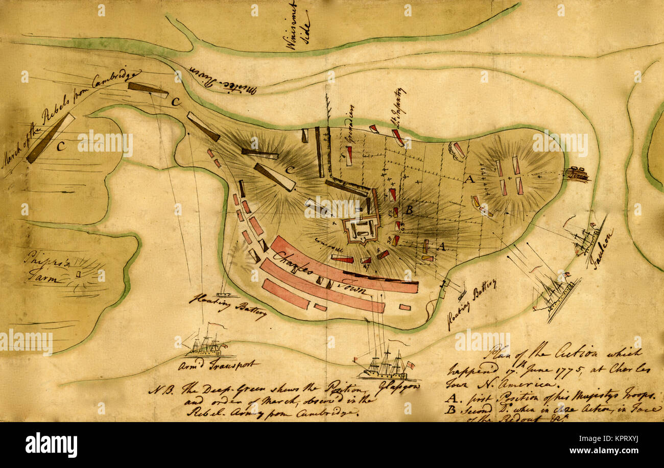 Plan of the action which happen'd 17th. June 1775 Stock Photo - Alamy