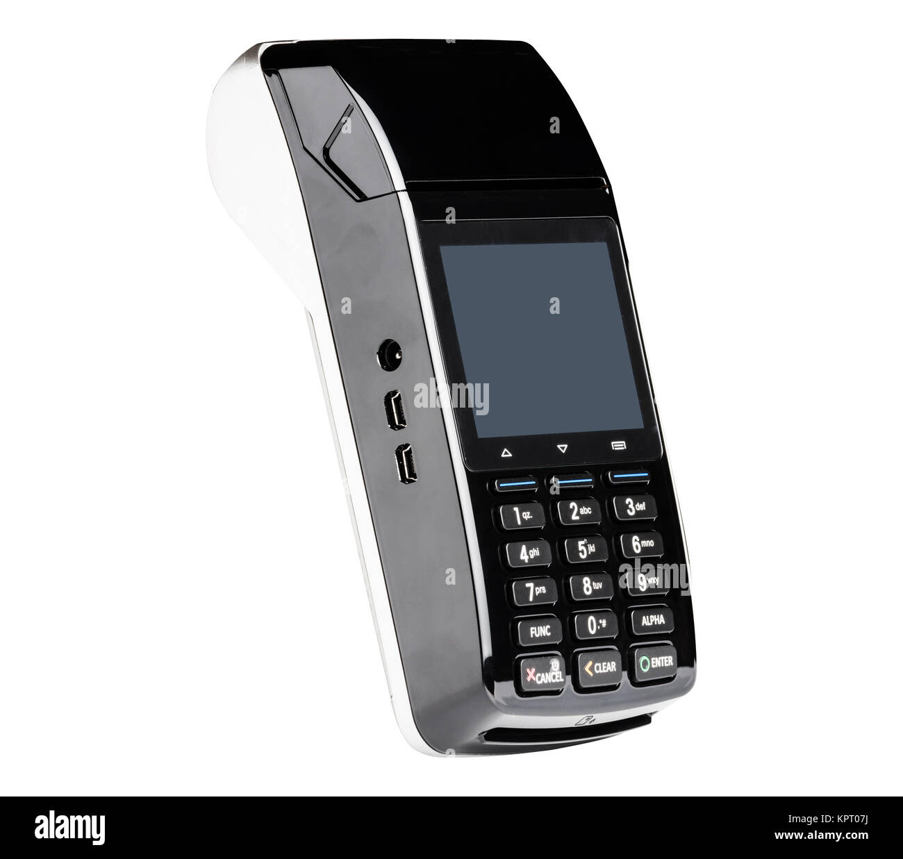 POS payment terminal with GPRS isolated on white background Stock Photo ...