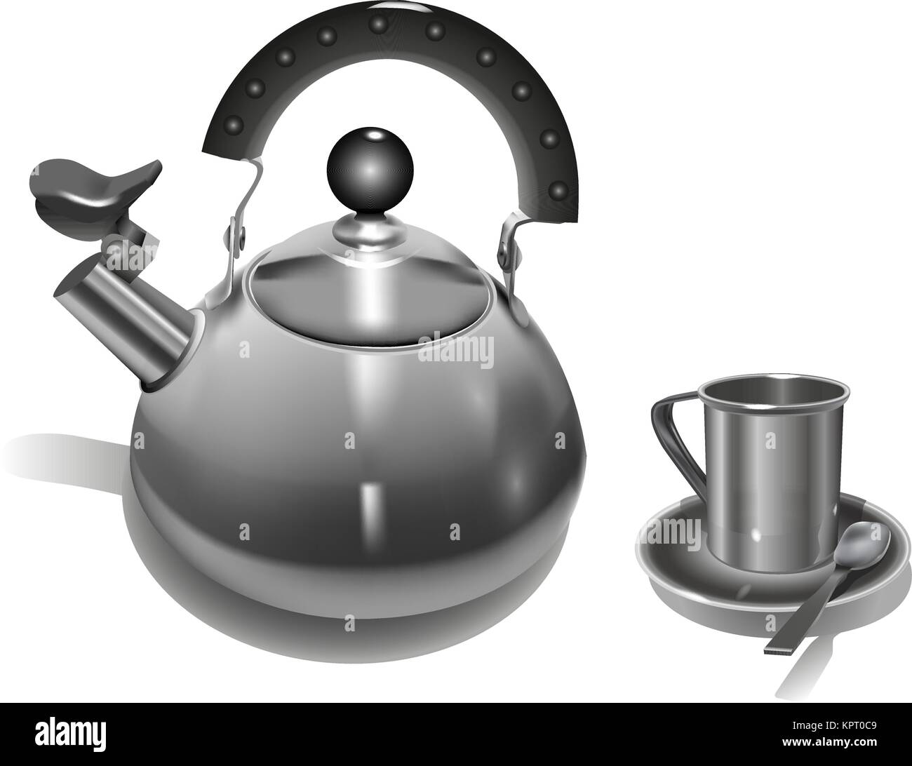Iron kettle with a whistle and metal mug Vector Stock Vector Image ...