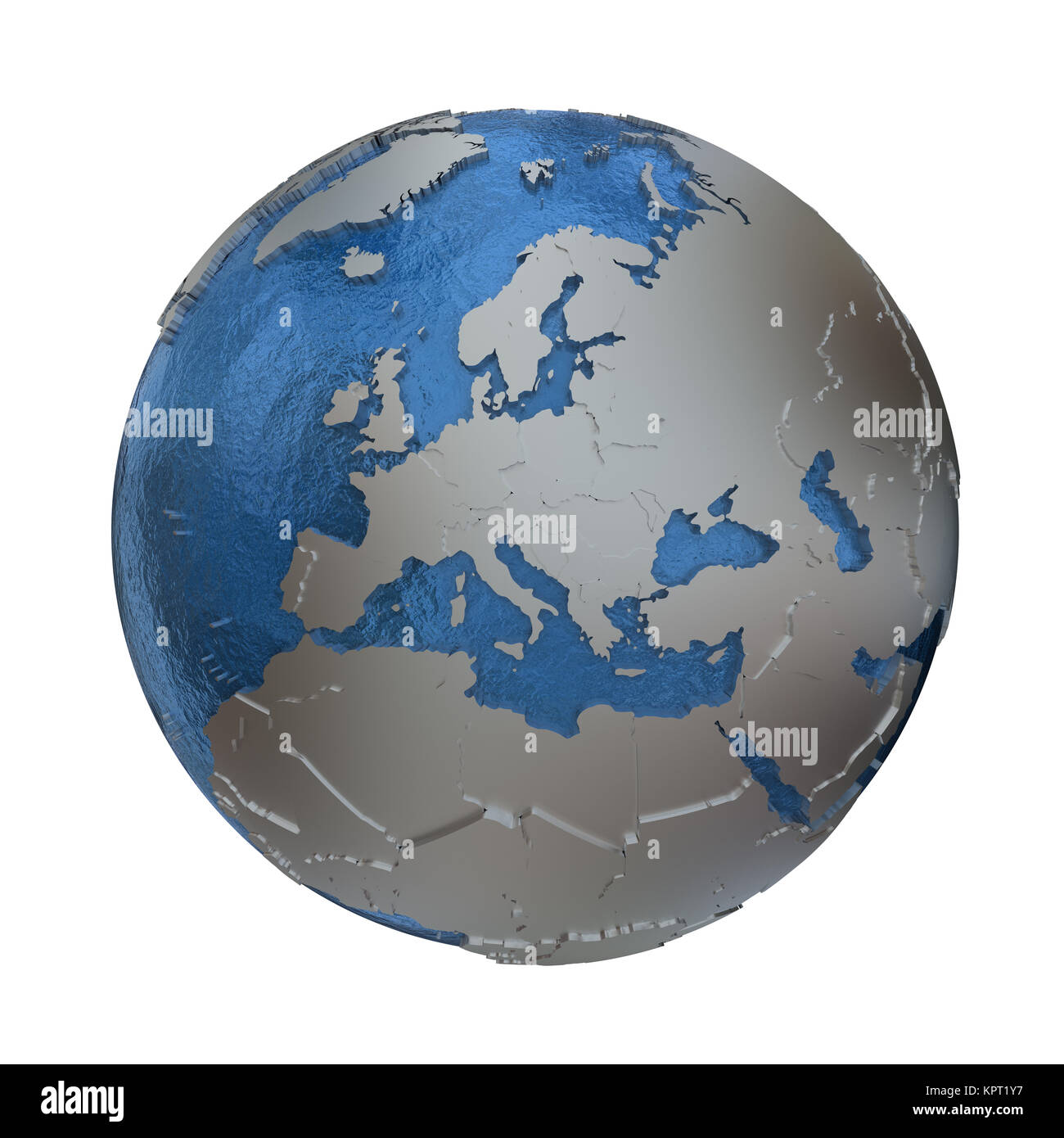 Europe on silver Earth Stock Photo - Alamy