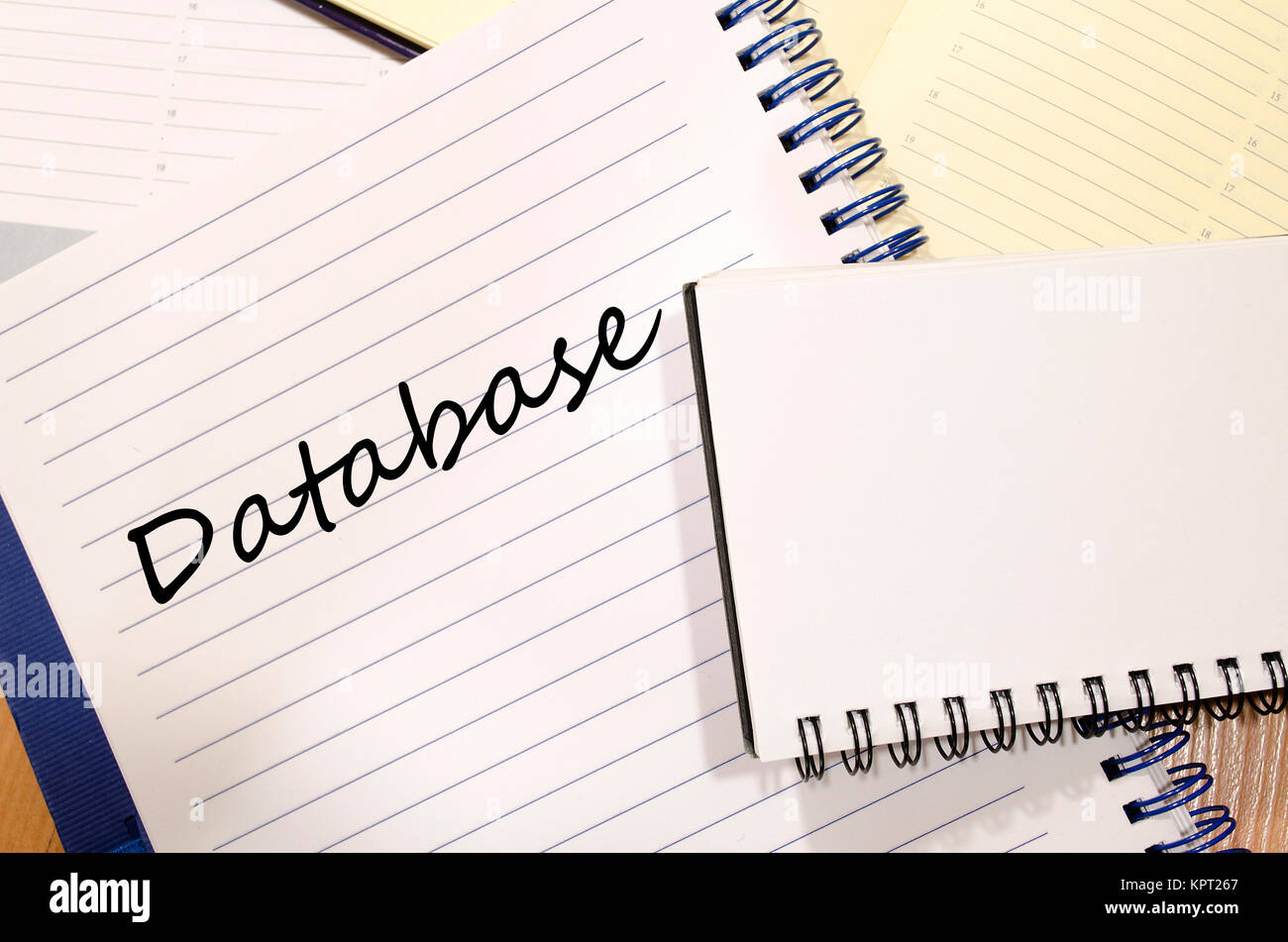 Database write on notebook Stock Photo - Alamy