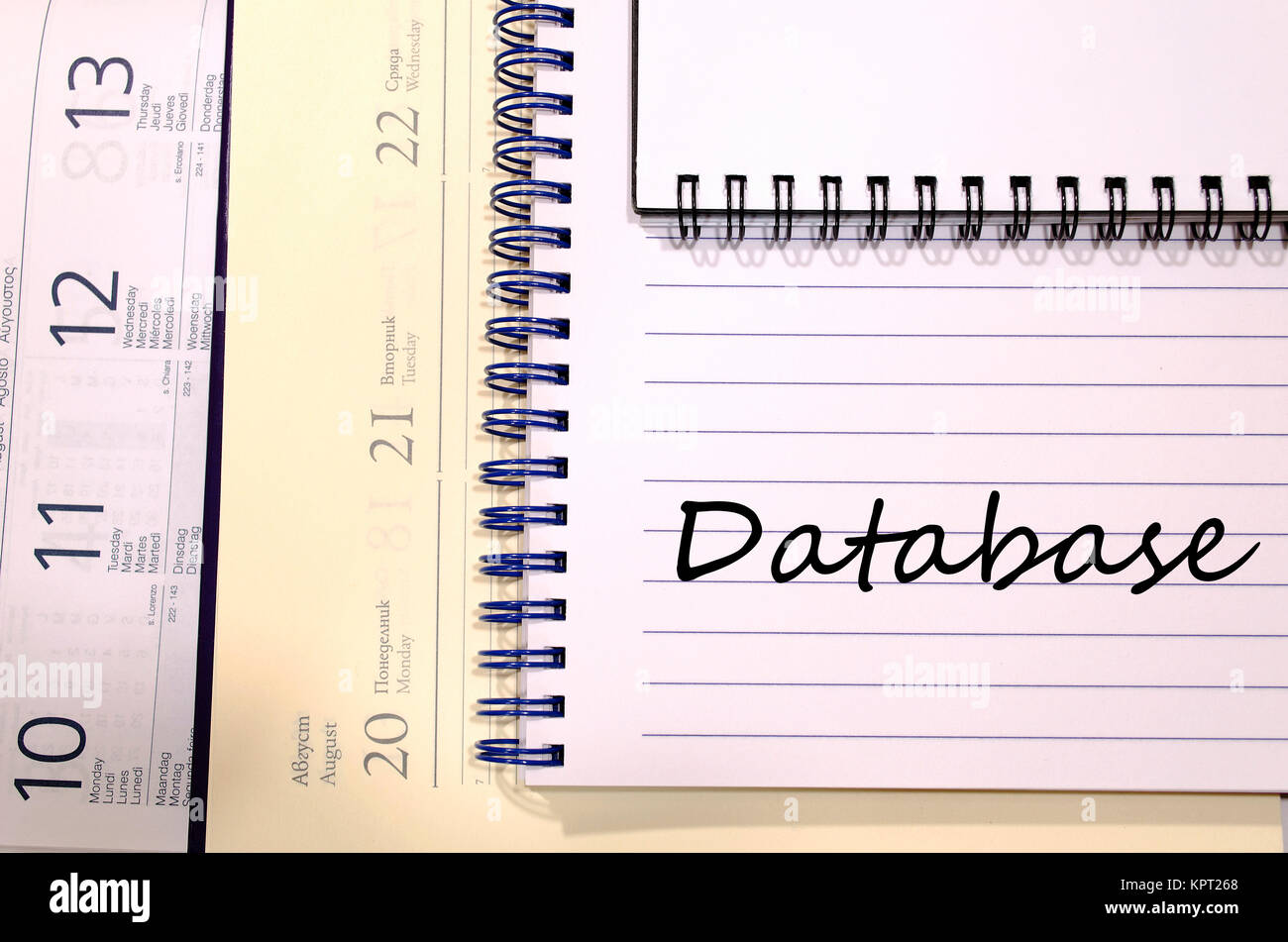 Database write on notebook Stock Photo - Alamy